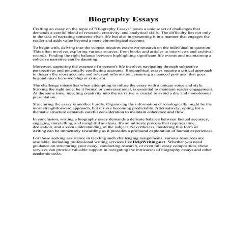 Biography Essays | PDF