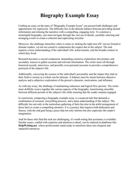 Examples Of Biography Essays. Hawaii Medical College | PDF