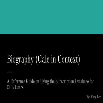 Gale In Context: Biography - A Ready Reference Guide for High School ...