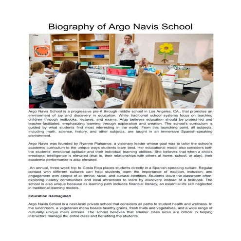 Biography of Argo Navis School| Los Angeles, CA | PDF
