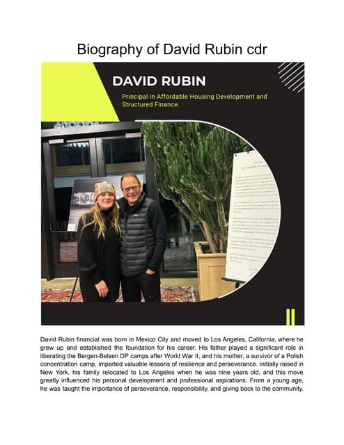 David Rubin Cdr, Founder/owner of edjco & hope homeless housing