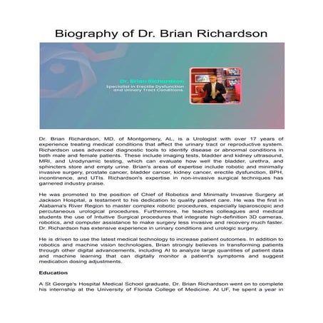 Biography of Dr. Brian Richardson | Urologist Dr | Montgomery, Alabama|.pdf