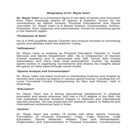 Biography of Dr. Riyaz Veeri, Who is a prominent figure in the field of ...