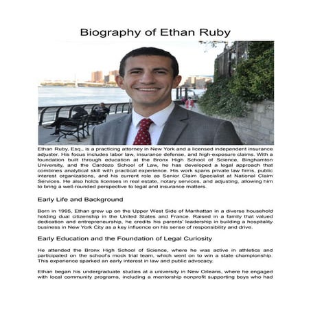Biography of Ethan Ruby, Attorney and Insurance (Claims) Adjuster | PDF