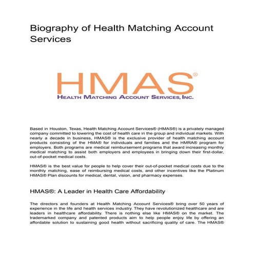 Biography of Health Matching Account Services.pdf
