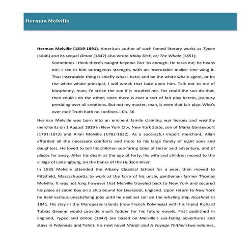 Biography of herman melville | PDF