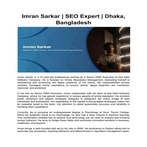 Imran Sarkar | SEO Expert | Dhaka, Bangladesh | PDF