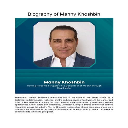 Biography of Manny Khoshbin | PDF