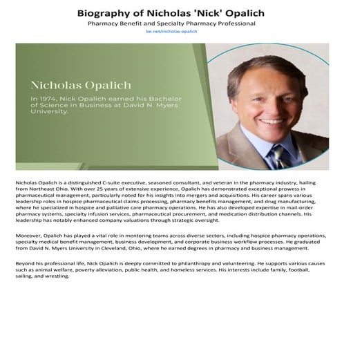 Biography of Nicholas 'Nick' Opalich | Northeast Ohio, United States | PDF
