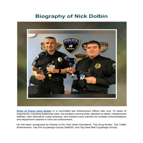 Biography of Nick Dolbin | Chief of Police | PDF