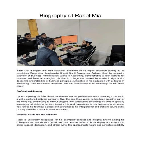 Biography of Rasel Mia Professional Journey | PDF