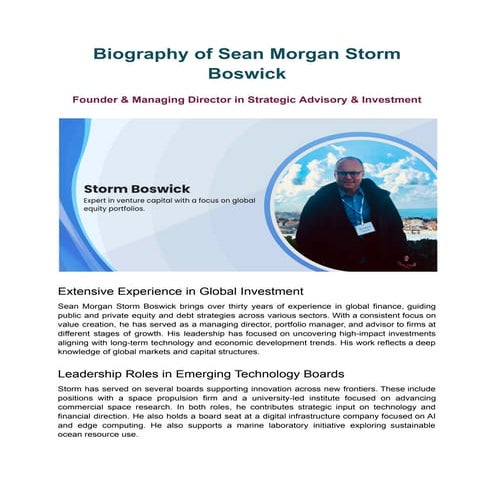 Biography of Sean Morgan Storm Boswick | PDF