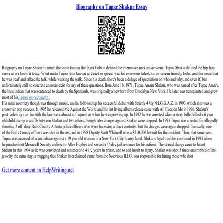 Biography On Tupac Shakur Essay | PDF