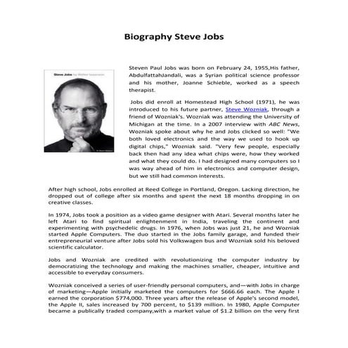 Biography steve jobs lecture | DOCX