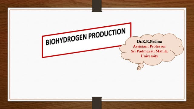 Biohydrogen production | PPTX
