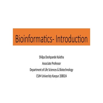 Biological Introduction and the databases used in Bioinformatics | PPTX