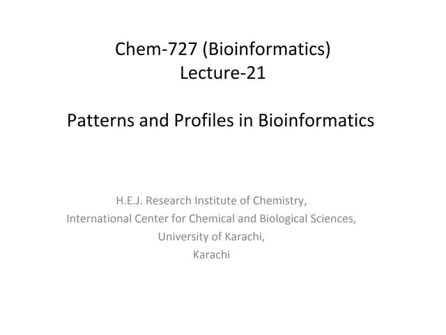 Bioinformatics Lecture Xxi Ppt
