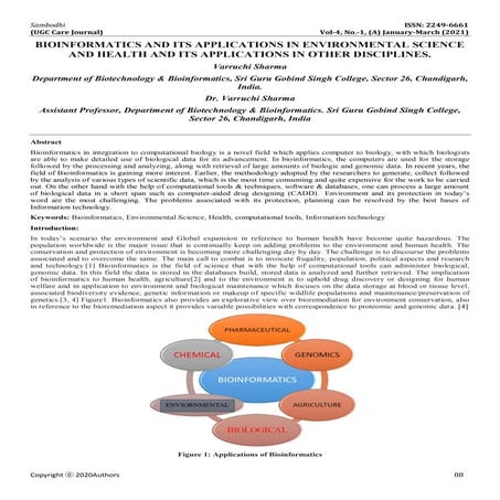 BIOINFORMATICS AND ITS APPLICATIONS IN ENVIRONMENTAL SCIENCE AND HEALTH ...