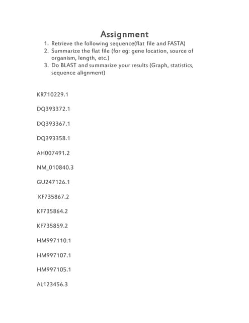 Bioinformatics Assignment Pdf