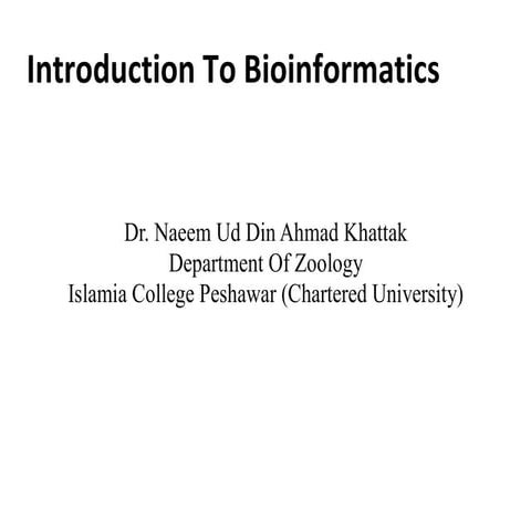 Bioinformatics Lecture 1 Ppt