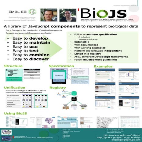 Biojs: A library of JavaScript components to represent biological data | PPTX