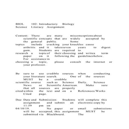 BIOL102IntroductoryBiologyScienceLiteracyAssignment.docx