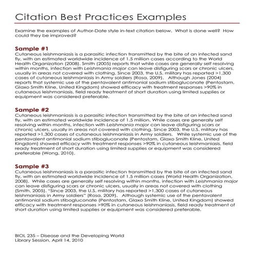 Biol 235 - Citation best practices examples - spring 2010 | PDF