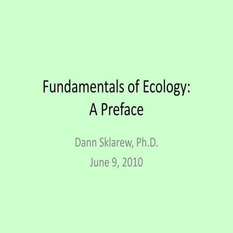 Preface to Fundamentals of Ecology | PPT
