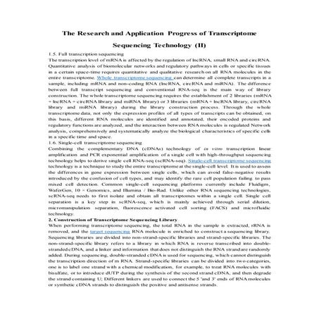 The research and application progress of transcriptome sequencing technology (iii) | DOCX