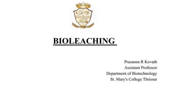 Biomining | PPTX | Chemistry | Science