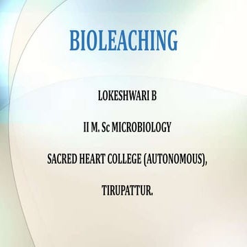 BIOLEACHING.pptx MICROBIAL LEACHING, RECYCLING TECHNIQUES | PPTX