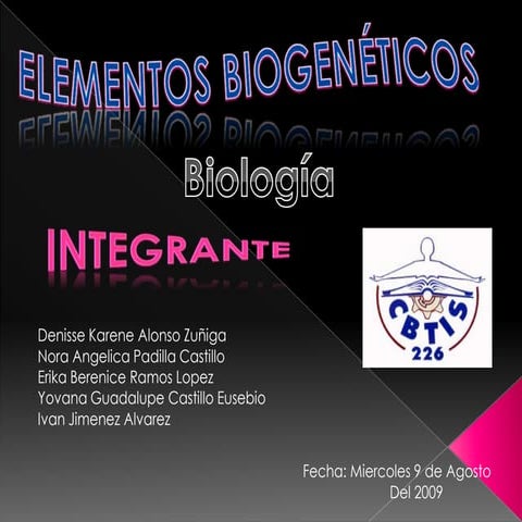 Biologia Elementos Biogenicos | PPTX