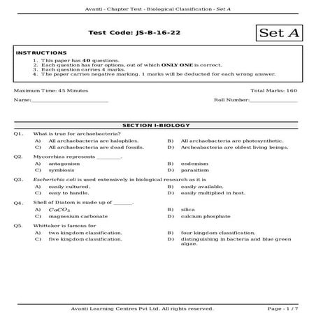 Biological Classification Worksheet Key Biological Classification