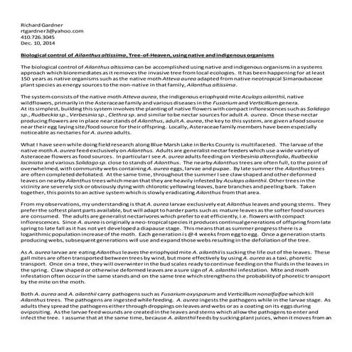 Biological control of Ailanthus altissima using native and indigenous ...