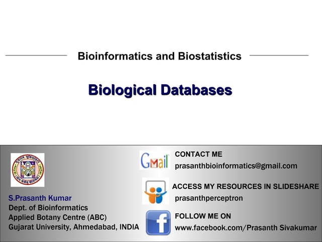 Major databases in bioinformatics