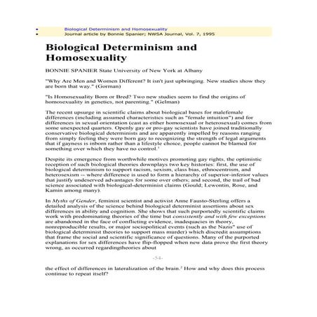 Biological determinism and homosexuality | DOC