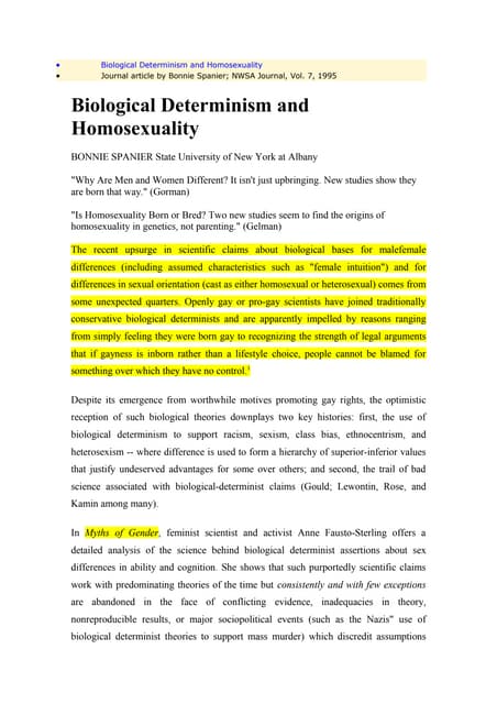 Bio rhetoric, background beliefs and the biology of homosexuality | DOC