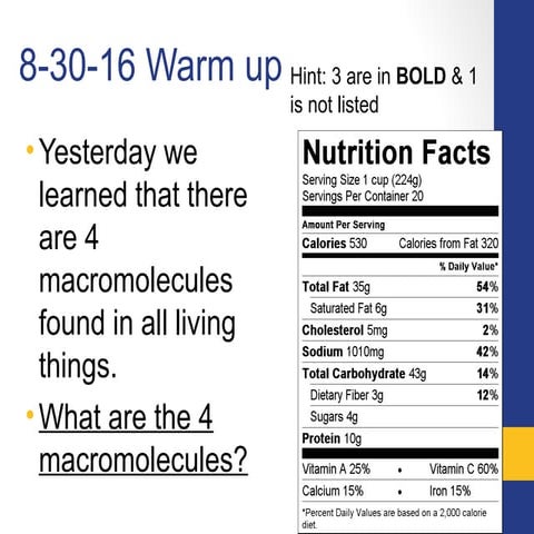 Biological macromolecules carbohydrates, lipids, proteins, nucleic ...