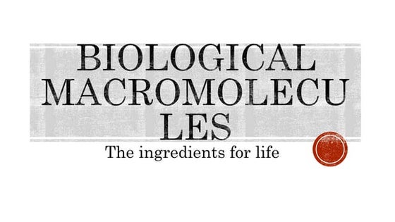 3. biological macromolecules, bio 101 | PPT