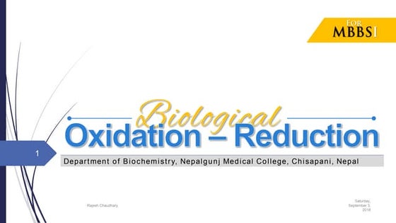 Biological oxidation and reduction | PPT