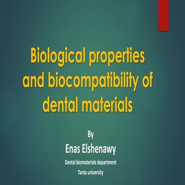 Biological properities and biocompatibility of dental materials | PDF