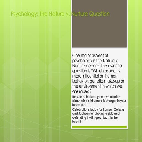 Biological psychology throughout history and the nature v | PPT