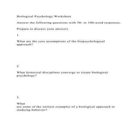 Biological Psychology WorksheetAnswer the following questions wi.docx ...