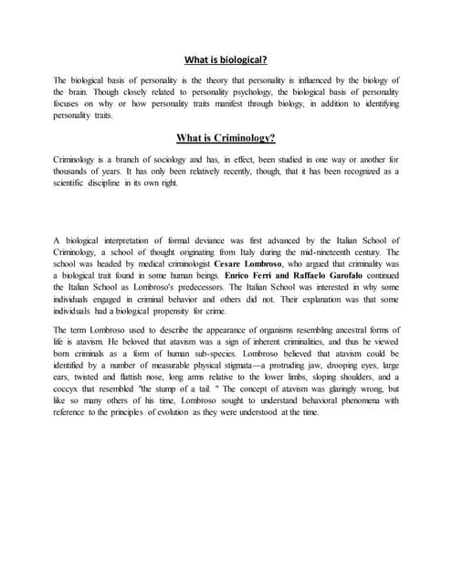 Lombrosian Theory of crime causation | PPTX