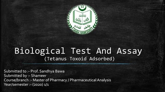 Bioassay of TT antitoxin | PPT