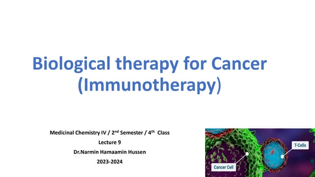 Immunotherapy for cancer | PPTX | Cancer | Diseases and Conditions