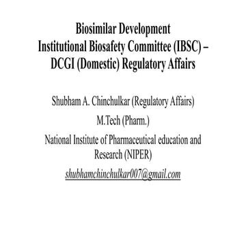Biosimilar Development - IBSC - Regulatory Affairs | PPTX