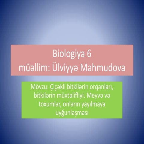 Biologiya meyvə toxum | PPTX