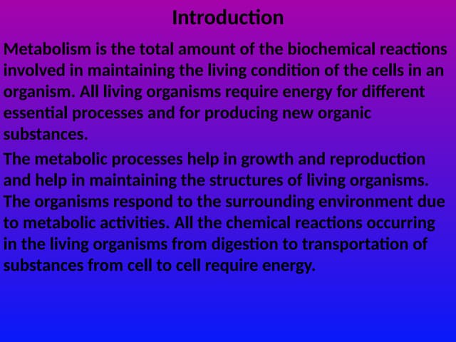 Introduction to metabolism | PPT