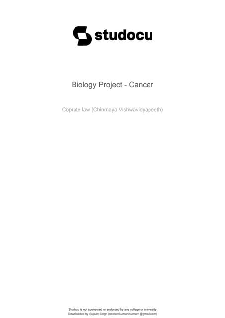 Biology investigatory project | DOCX | Cancer | Diseases and Conditions